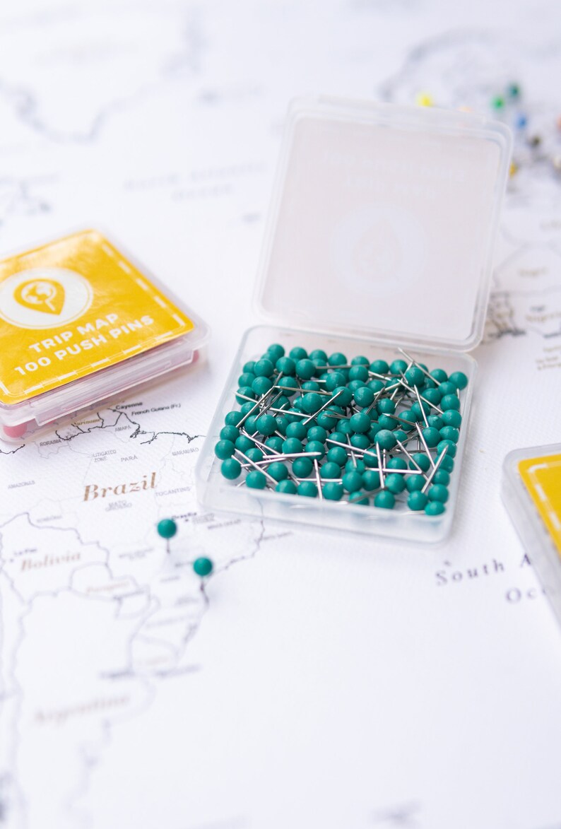 Map Push Pins Dark Green Round Head Tacks With Stainless - Etsy