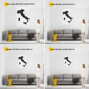 Places Visited Italy Push Pin Map, Large Wall Map Canvas of Italy ...