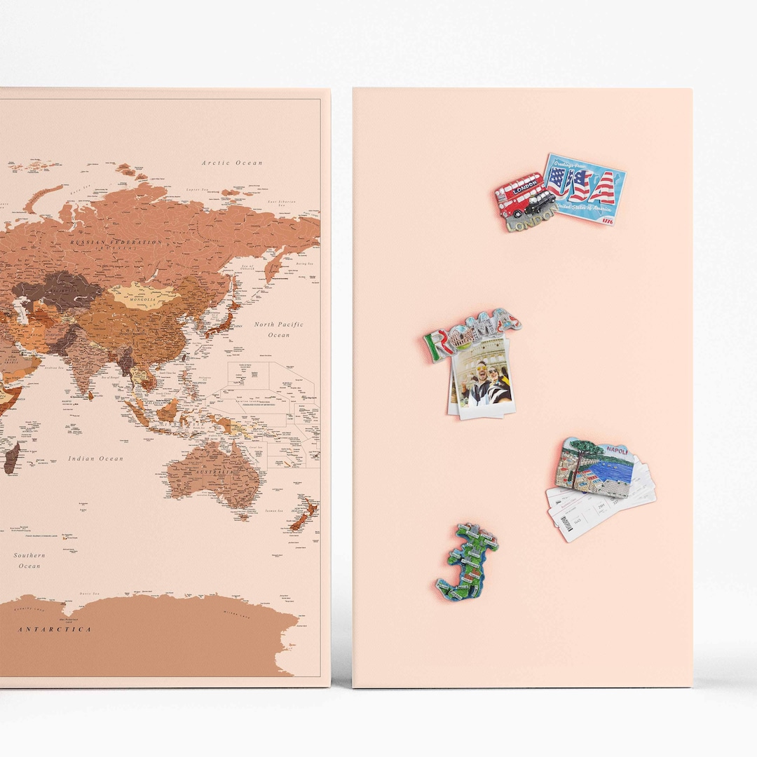 Magnetic Travel Board / Pin Board, Souvenir Magnet Collection Display ...