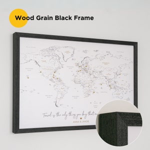 Push Pin World Map Small Framed Canvas, Places Traveled Map Wall Art ...
