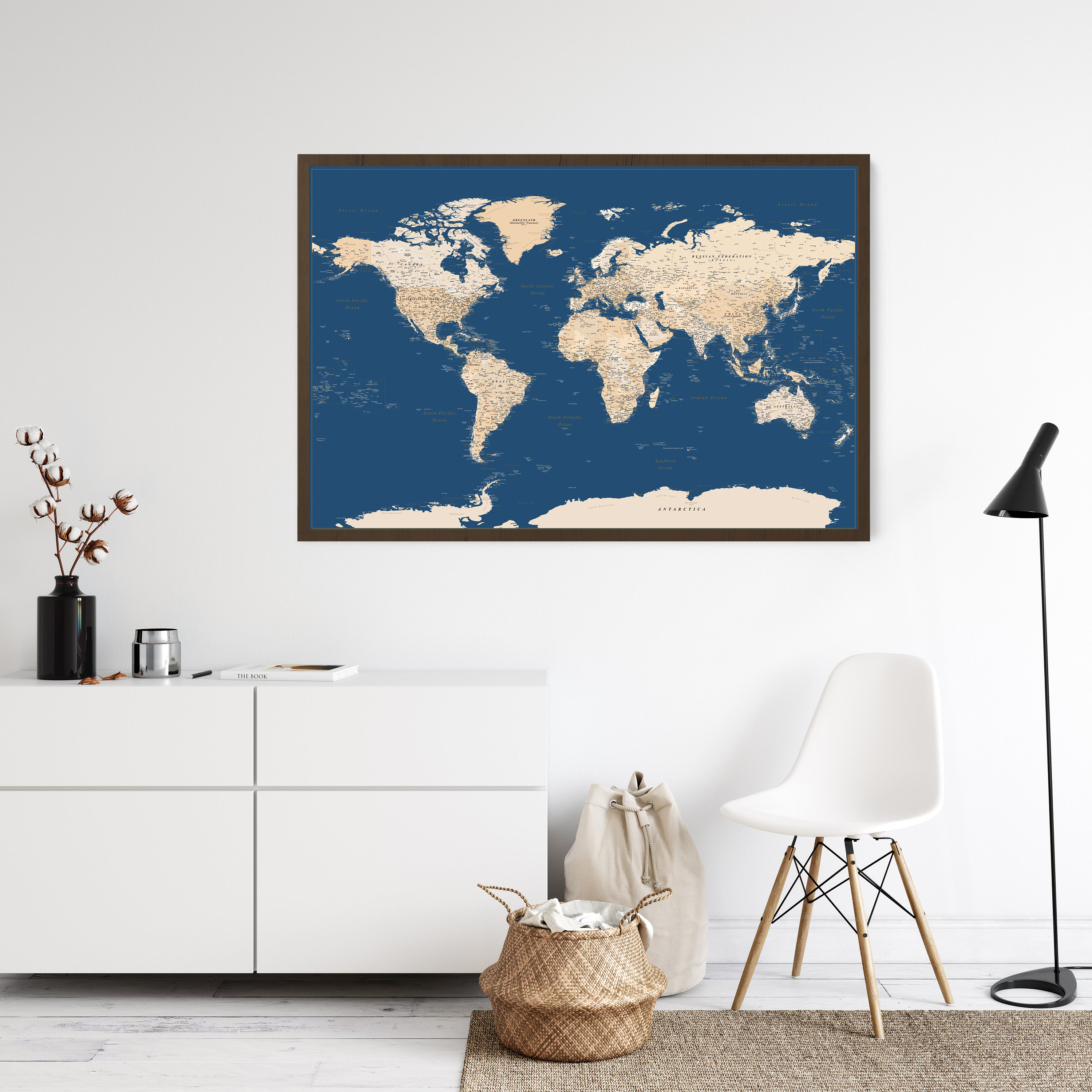 Dark Blue World Map Poster Detailed Accurate Travel Map - Etsy