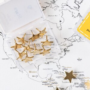 Gold Stars Map Push Pins - Tacks With Stainless Point - Marking Pins ...