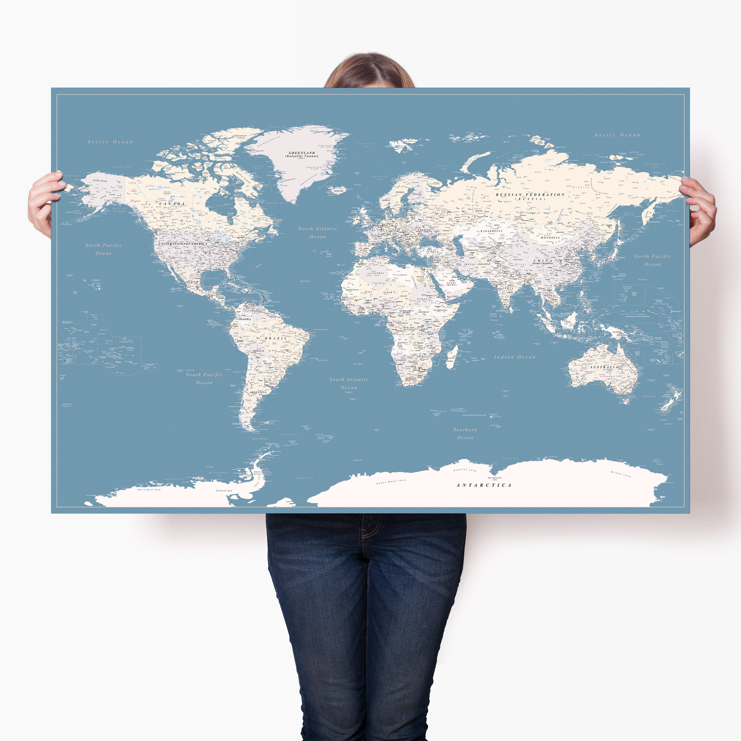 Political Accurate World Map Print - Detailed World Map Poster With ...