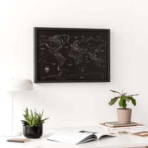 Mini World Map Push Pin Canvas, Framed Travel Tracker Pin Board to Mark ...