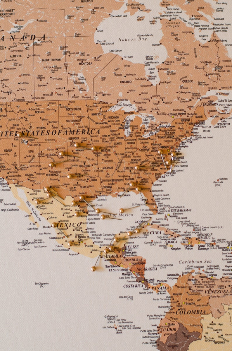 Personalized Push Pin World Travel Map High Detailed Travel | Etsy