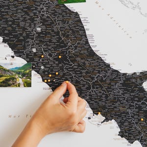 Places Visited Italy Push Pin Map, Large Wall Map Canvas of Italy ...