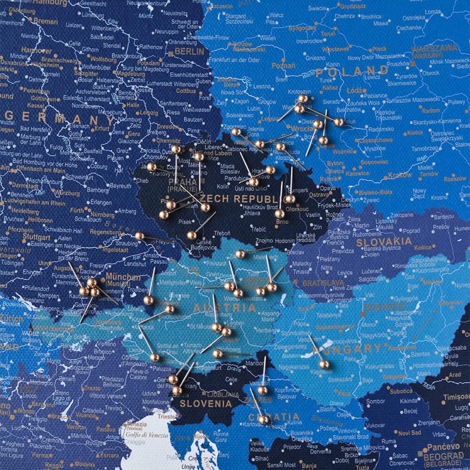 Navy Blue Europe Map Travel Planner - Europe Continent Physical Map ...