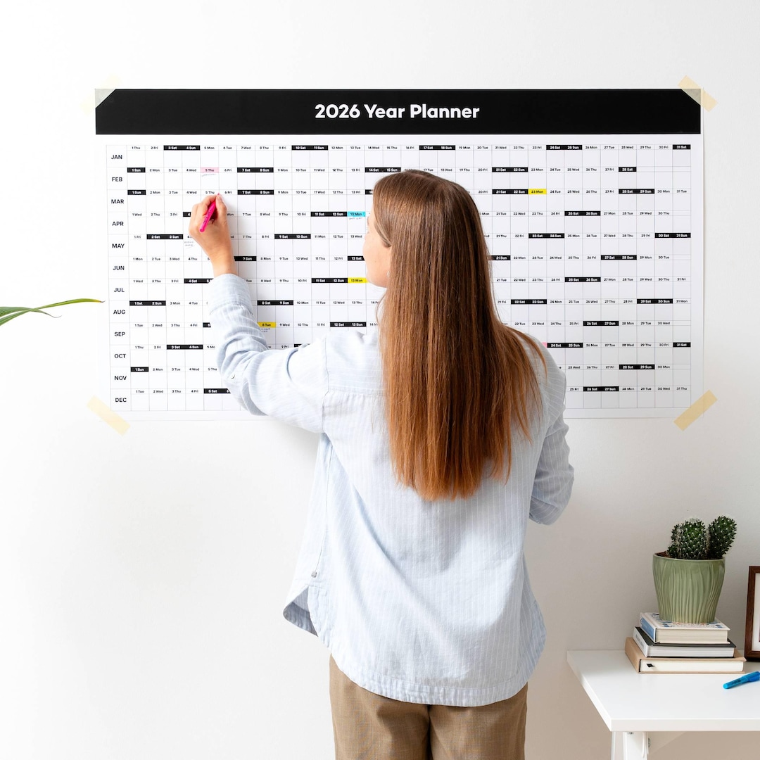 2026 Whole Year Wall Calendar: Large Block Annual Monthly Planner ...