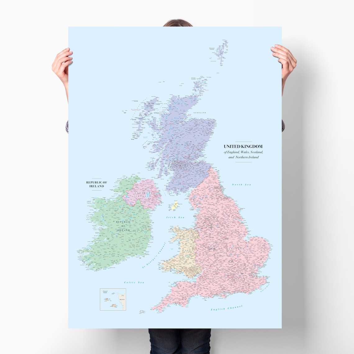 Political UK and Ireland Map Poster Personalized Detailed - Etsy