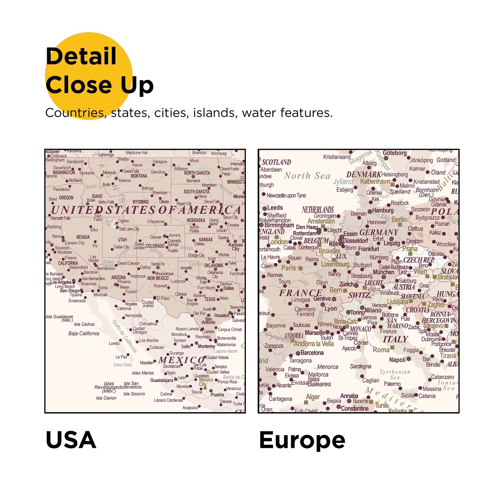 Detailed Accurate World Map Poster Personalized Travel Map | Etsy