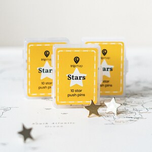 Gold Stars Map Push Pins - Tacks With Stainless Point - Marking Pins ...