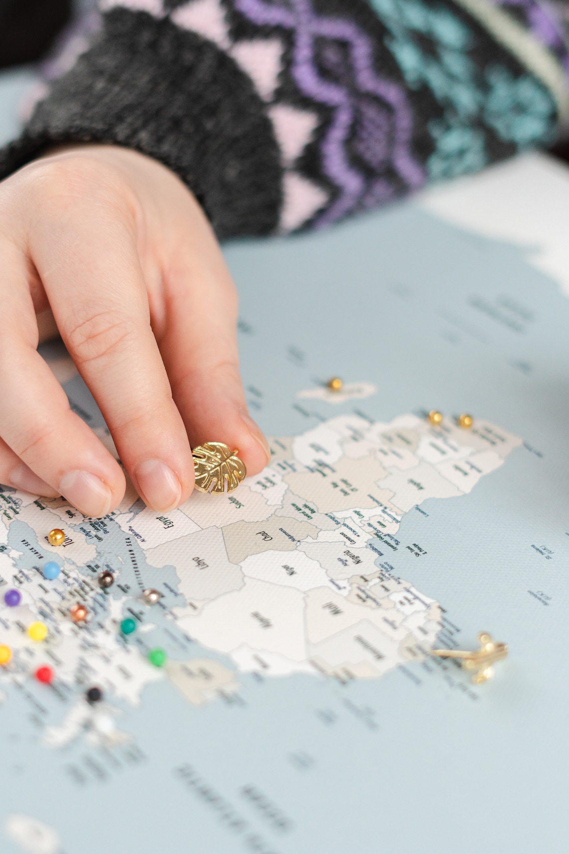 Gold Tropical Map Push Pins - Puntine con punta in acciaio inossidabile ...