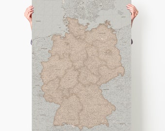 Colorful Germany Map Poster With Cities, Large Detailed Wall Art With ...