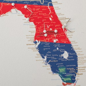 USA Flag Colored Push Pin Map, Detailed Travel Pin Board With National ...
