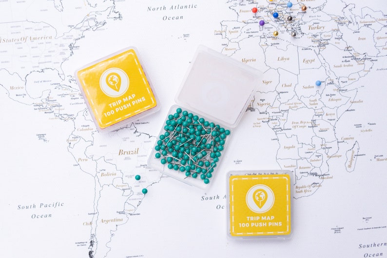 Map Push Pins Dark Green Round Head Tacks With Stainless - Etsy