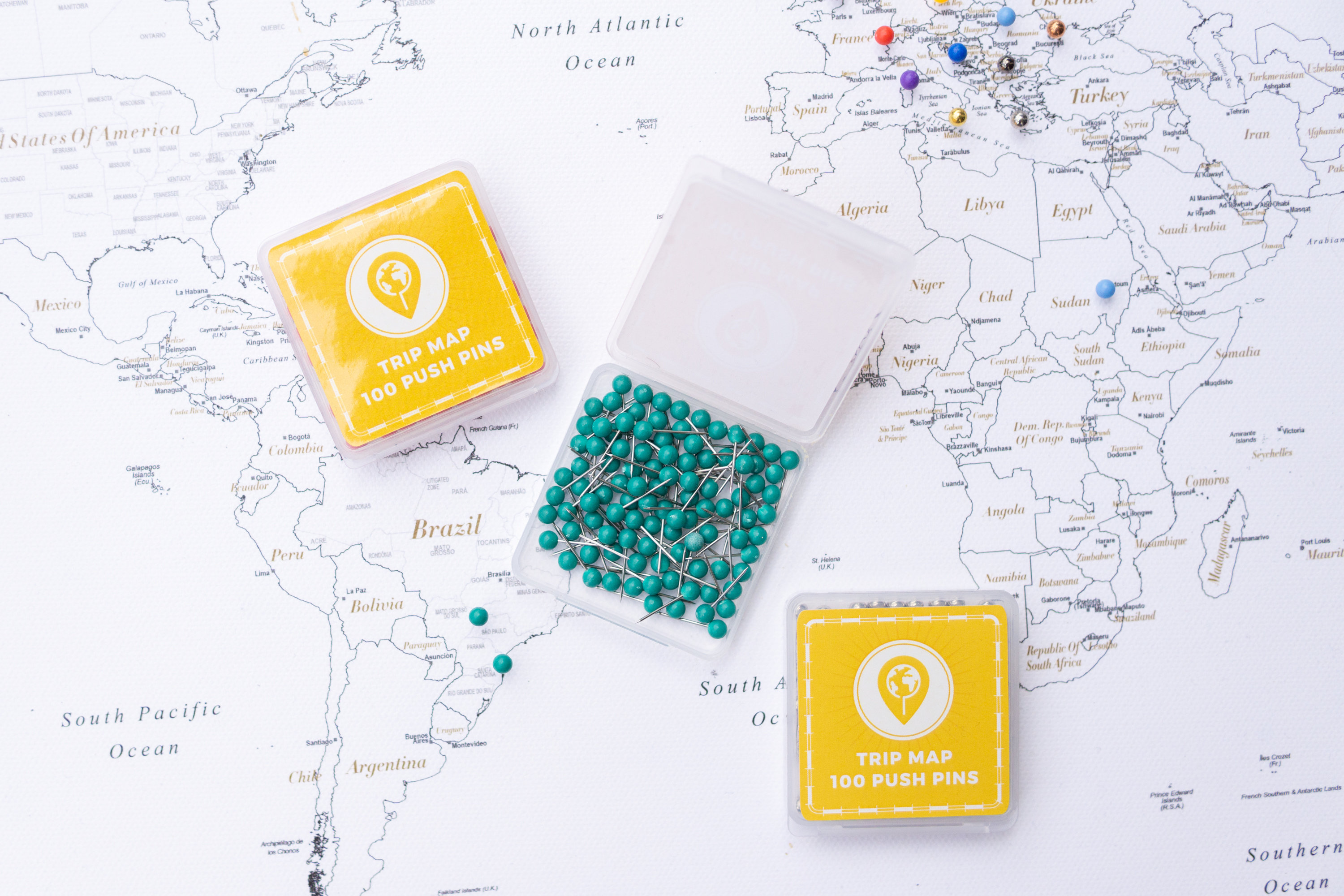 Map Push Pins Dark Green Round Head Tacks With Stainless - Etsy UK