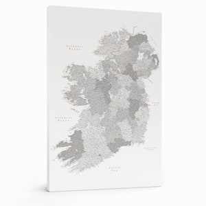 Large Map of Ireland Showing Counties, Push Pin Travel Tracker Canvas ...
