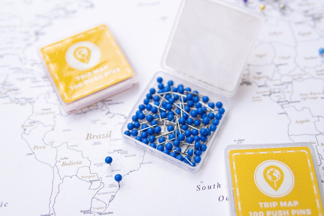 Map Push Pins Dark Blue - Round Head Tacks With Stainless Point - Matte ...