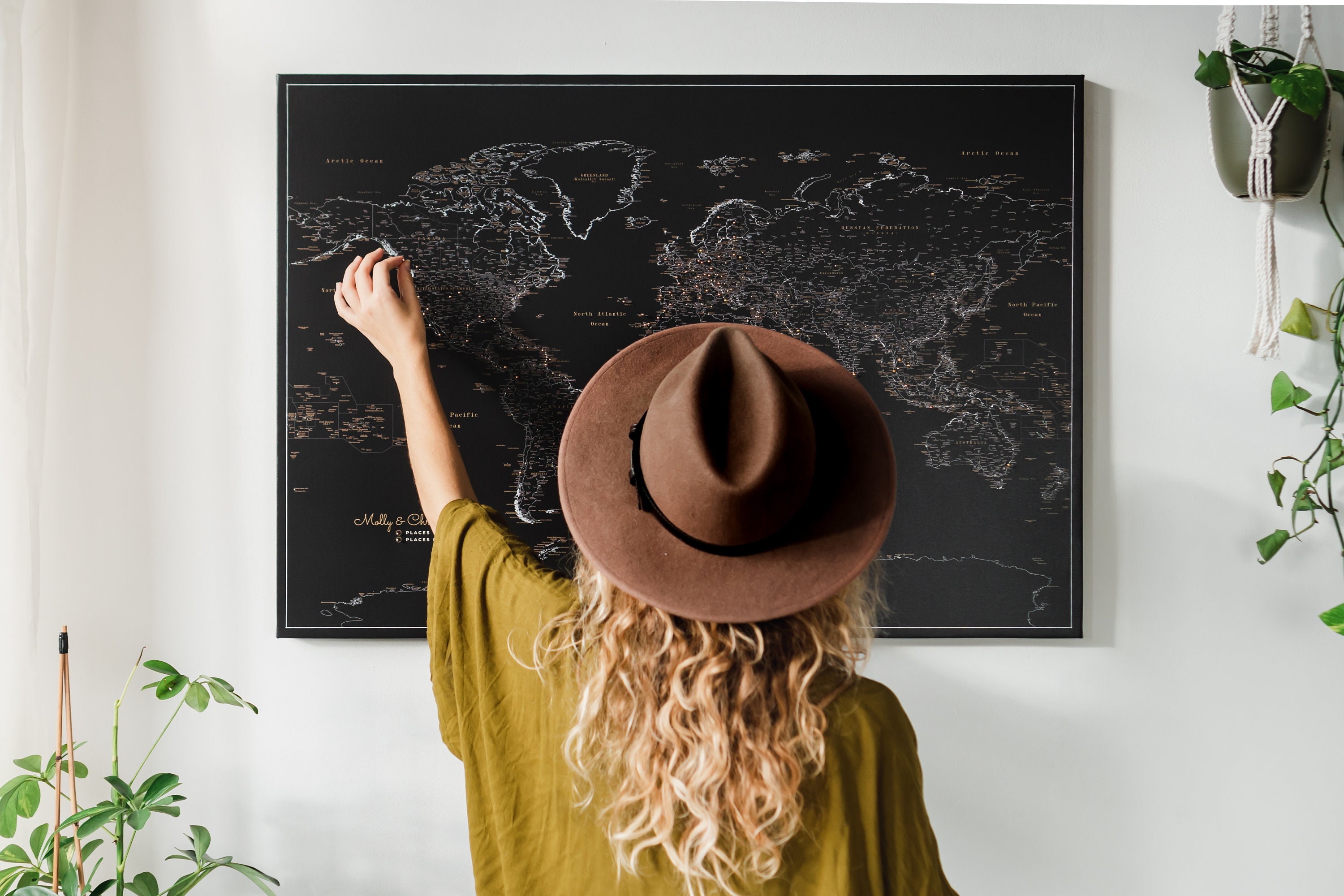 Push Pin World Map Detailed, Travel Pin Board Canvas to Mark Places You ...