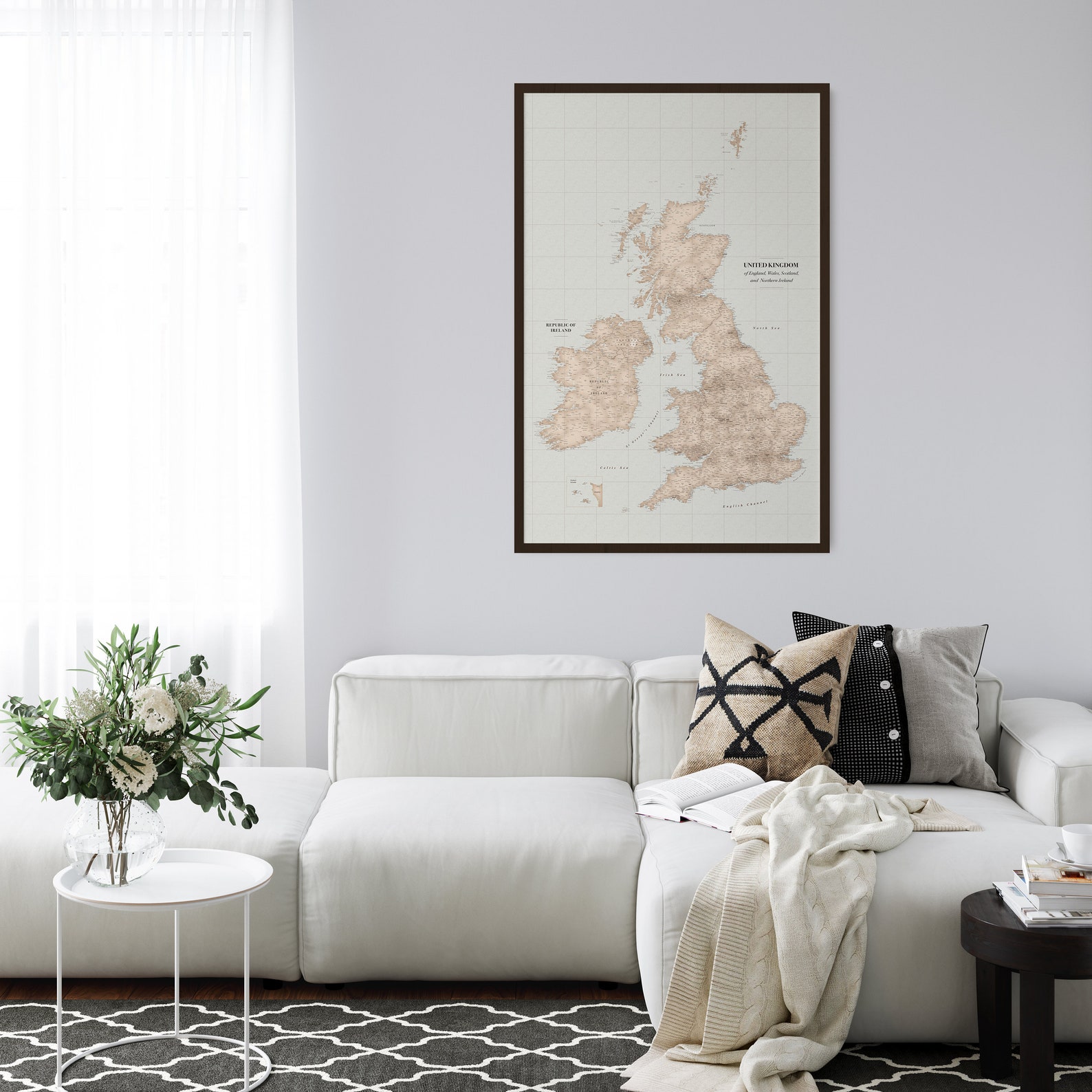 Vintage UK and Ireland Map Poster Large Travel Map Wall Art - Etsy