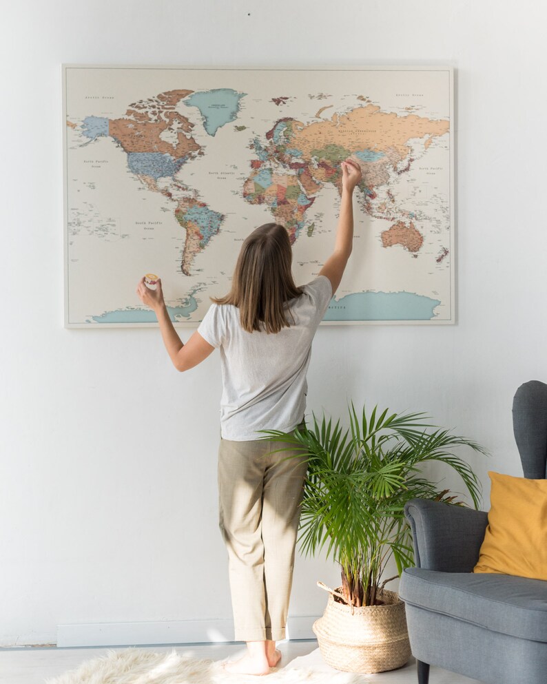 Accurate World Map Poster Large Wall Travel Map Print | Etsy