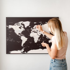 Push Pin World Map to Mark Places You've Been, Pinnable Visited ...