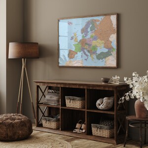 Political Current Map of Europe Poster, Detailed European Print Decor ...