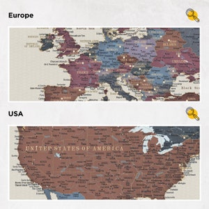 Purple Personalised World Map Poster Big Globe Map for Wall Detailed ...