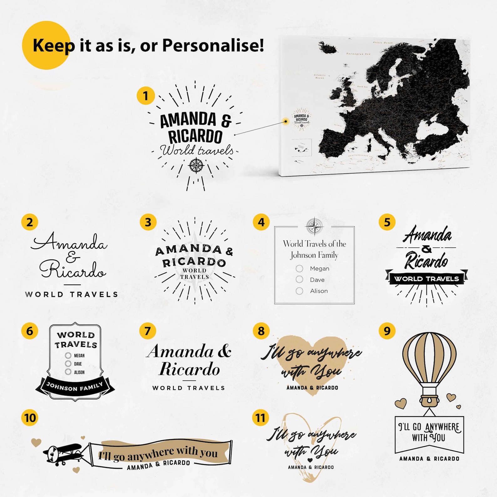 European Vintage Poster - Large Europe Map Canvas Wall Art - Detailed ...