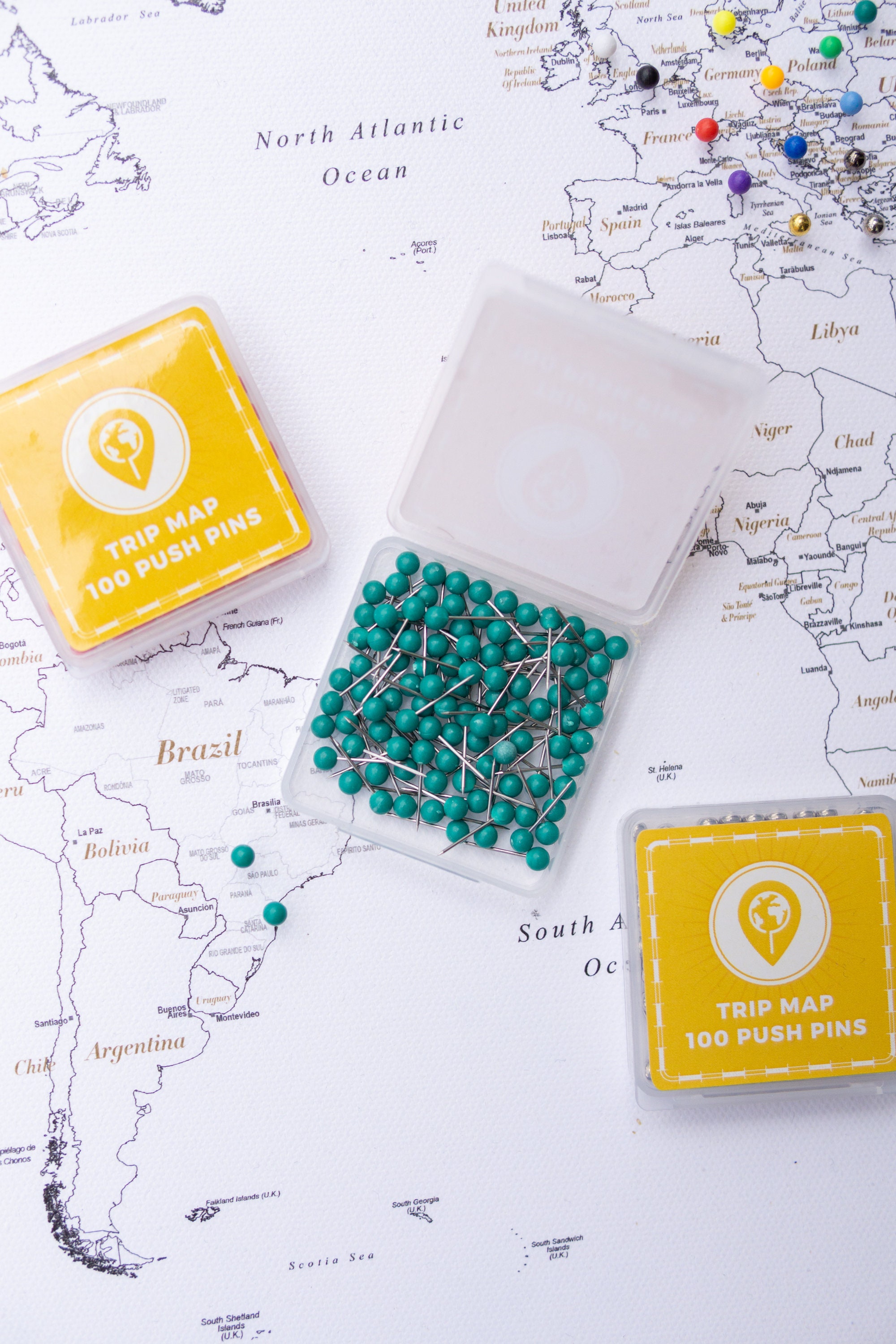 Map Push Pins Dark Green Round Head Tacks With Stainless - Etsy