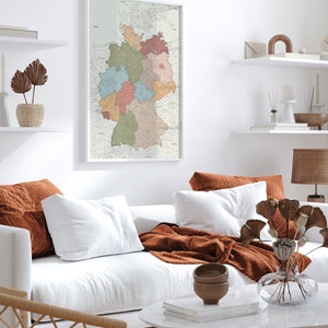 Colorful Germany Map Poster With Cities, Large Detailed Wall Art With ...