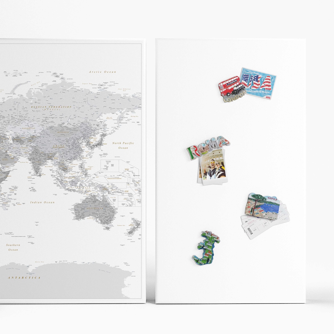 White Travel Magnet Display Board or Pin Board for Travelers Enamel ...