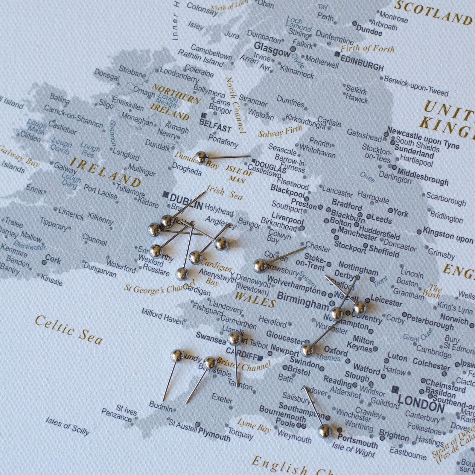 Large Grey Europe Map Canvas Print - High Detailed Accurate Europe Map ...