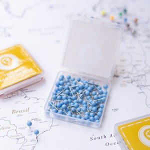 Map Push Pins Light Blue - Round Head Tacks With Stainless Point ...