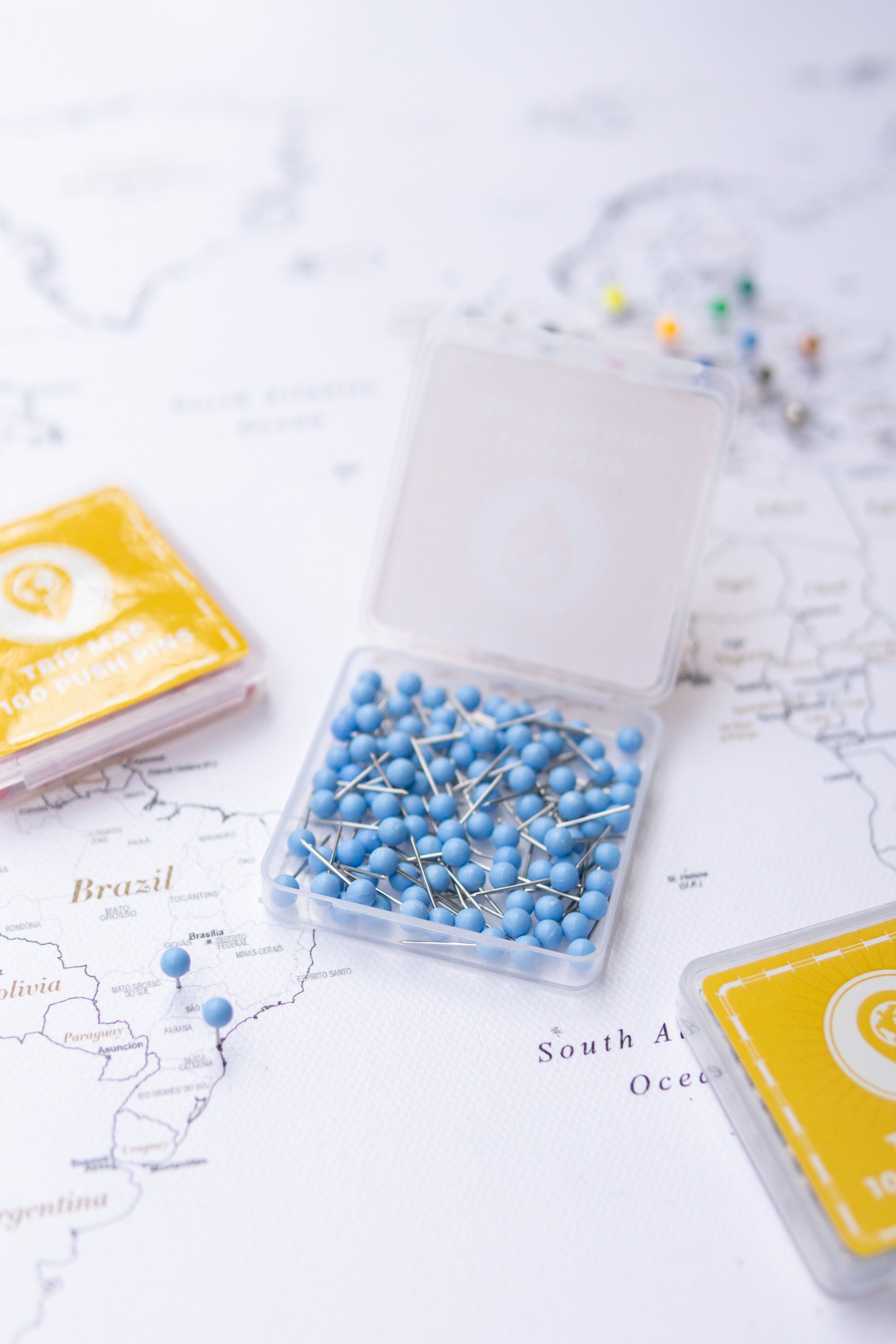 Map Push Pins Light Blue Round Head Tacks With Stainless - Etsy