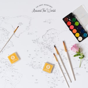 Color in World Map Push Pin Coloring Places I Have Been Travel Canvas ...