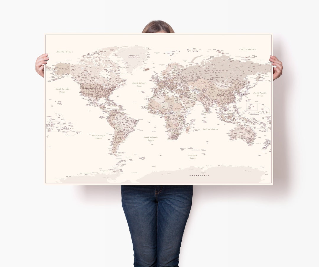 Detailed Accurate World Map Poster - Personalized Travel Map - Map and ...