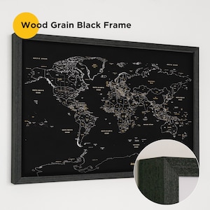 Mini World Map Push Pin Canvas, Framed Travel Tracker Pin Board to Mark ...