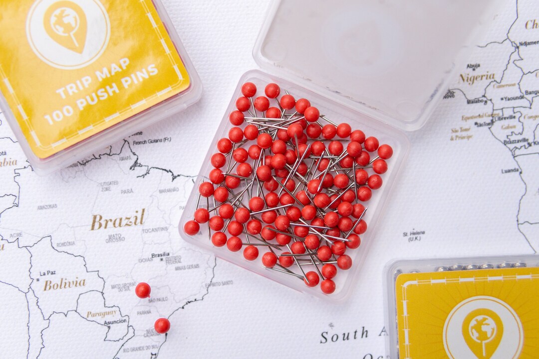 Map Push Pins Red - Round Head Tacks With Stainless Point - Matte ...