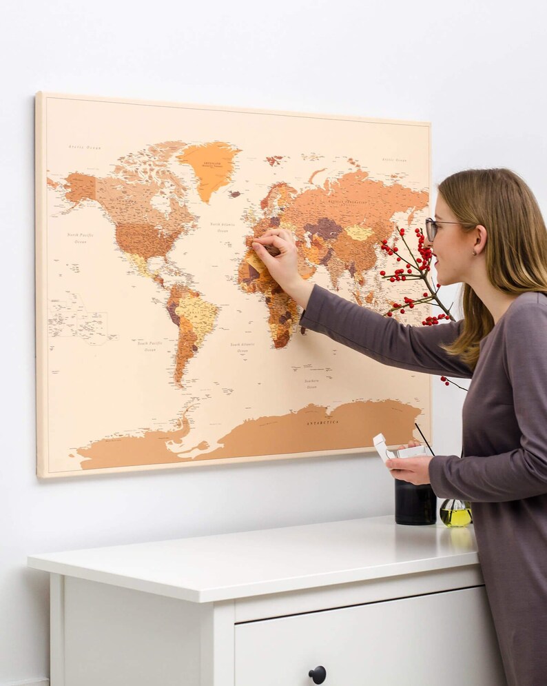 Personalized Push Pin World Travel Map High Detailed Travel | Etsy