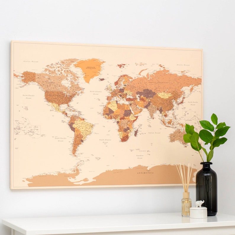 Personalized Push Pin World Travel Map High Detailed Travel | Etsy