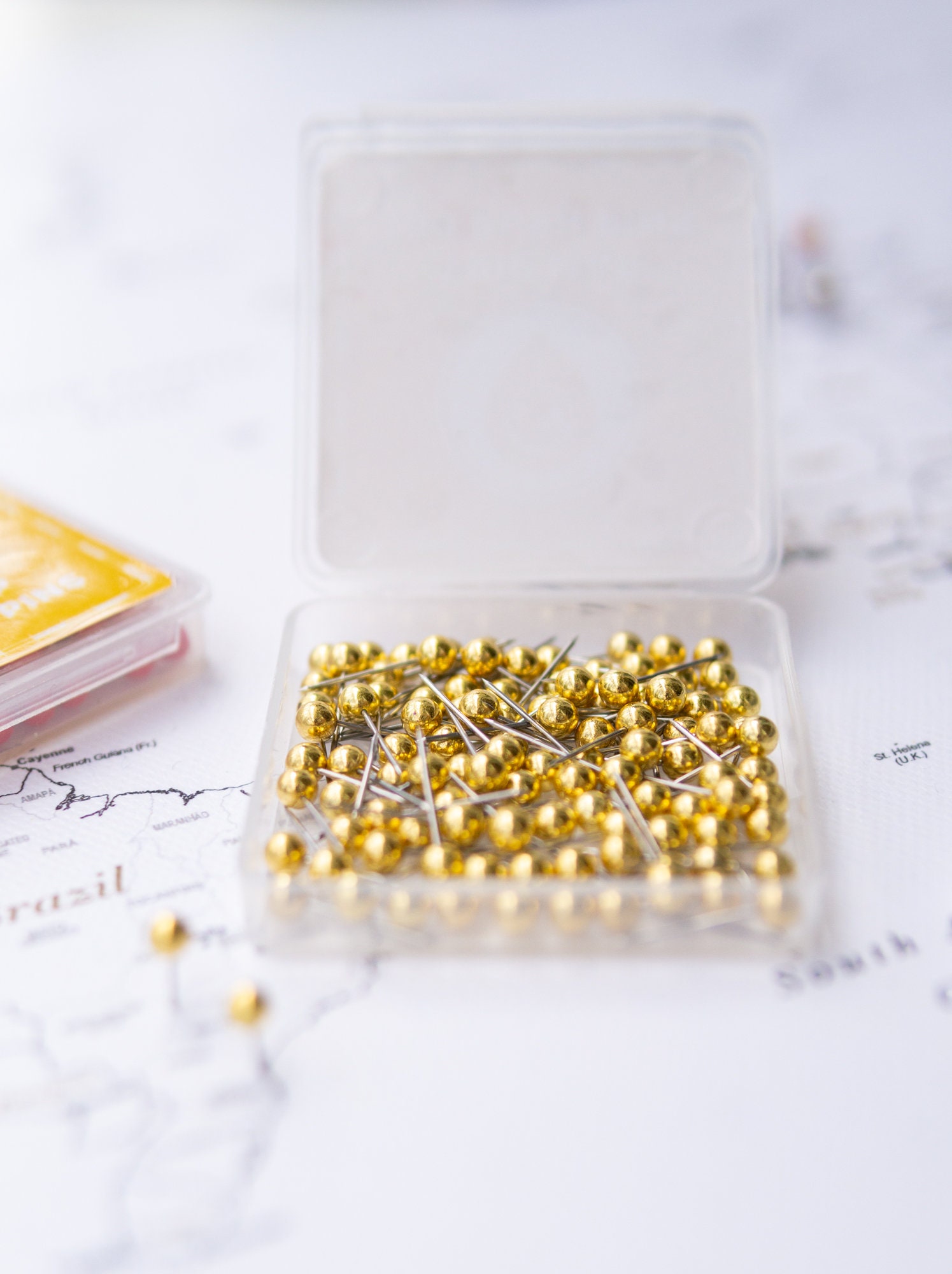 Map Push Pins Gold Round Head Tacks With Stainless Point - Etsy