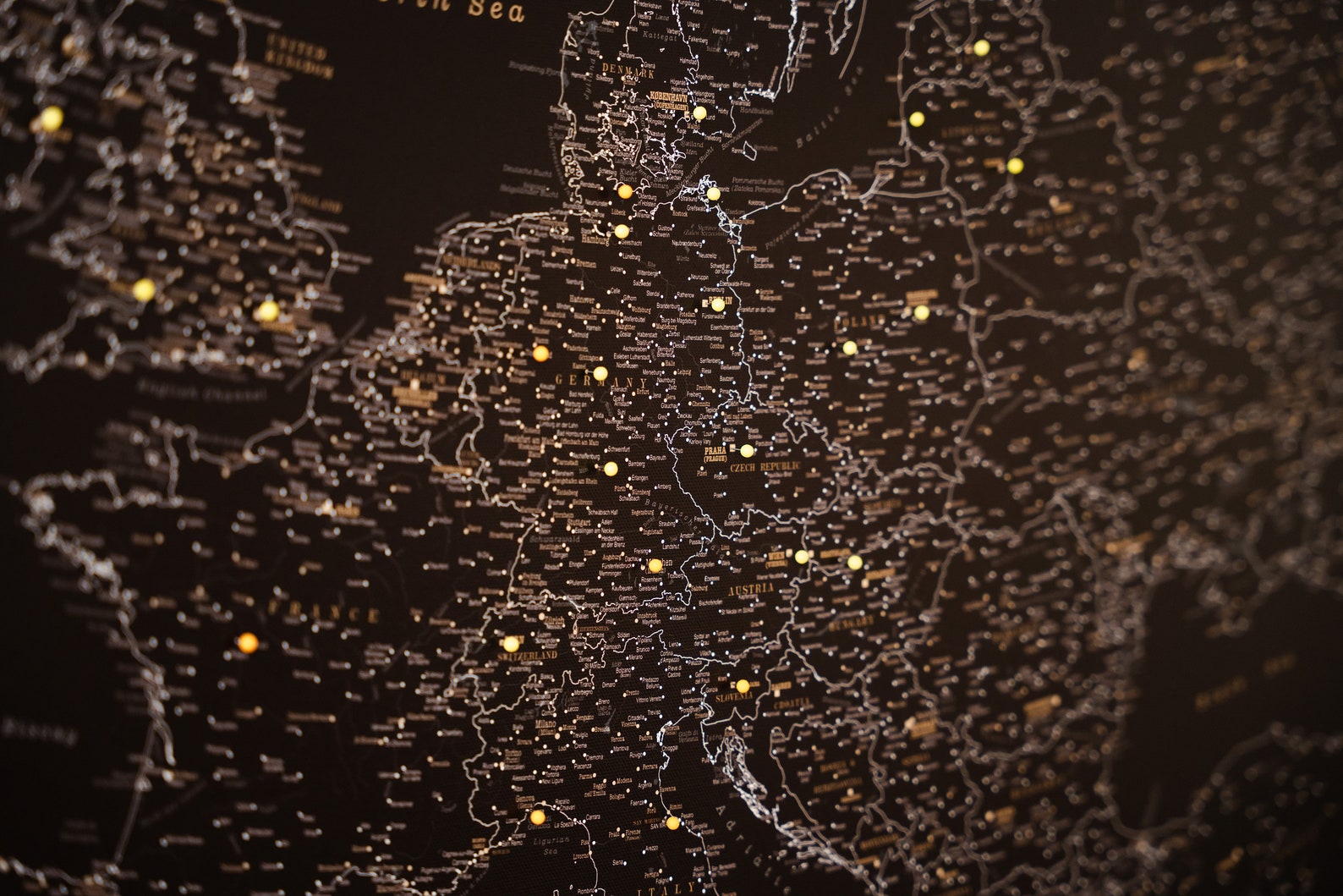 Push Pin Europe Map With Cities to Mark Places I've Been, Detailed ...