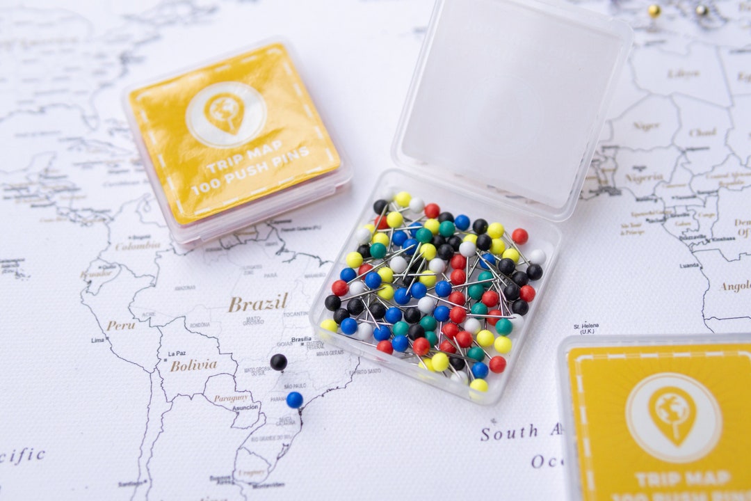 Map Push Pins 6 Color Mix - Round Head Tacks With Stainless Point ...