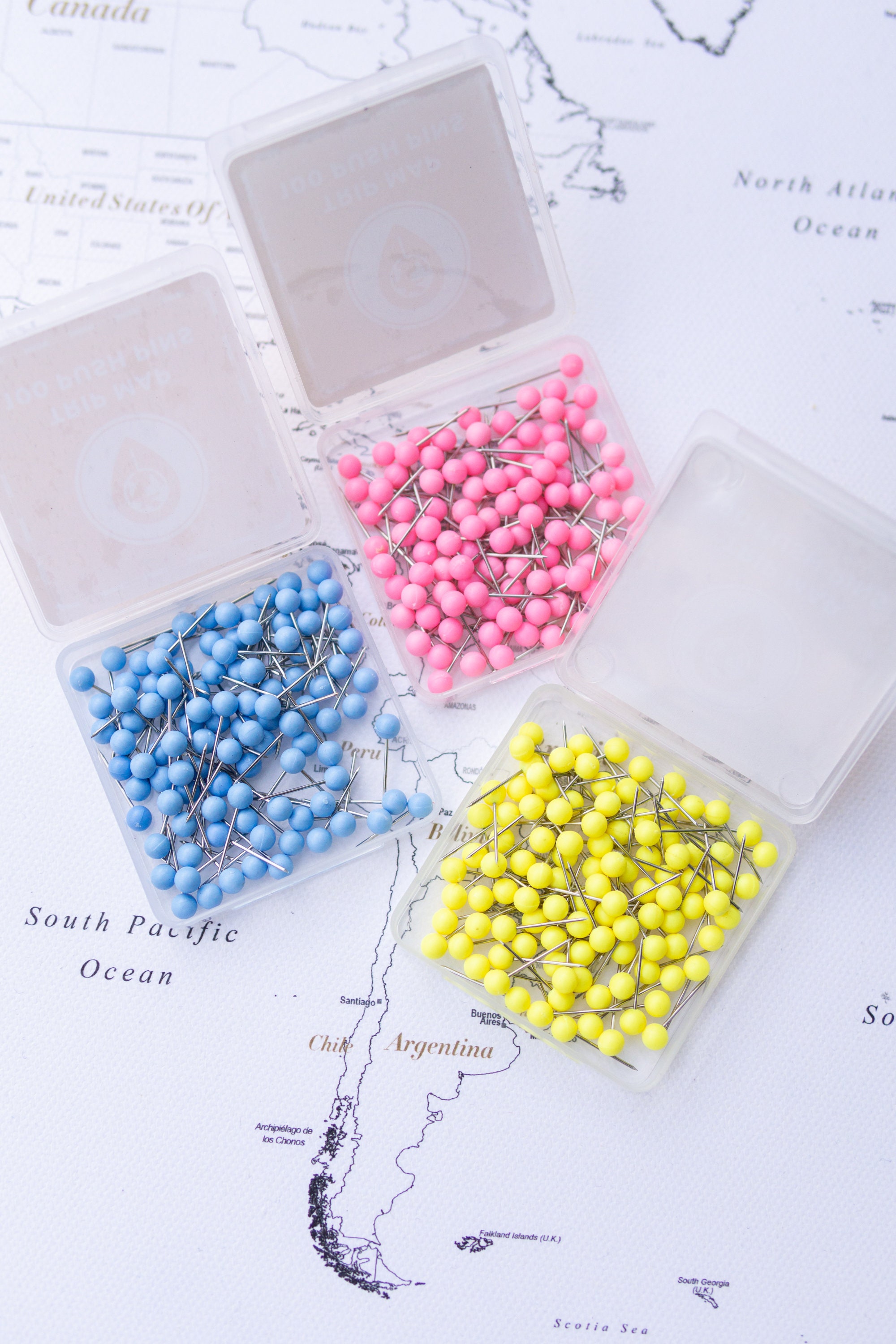 Map Push Pins Light Blue Round Head Tacks With Stainless - Etsy
