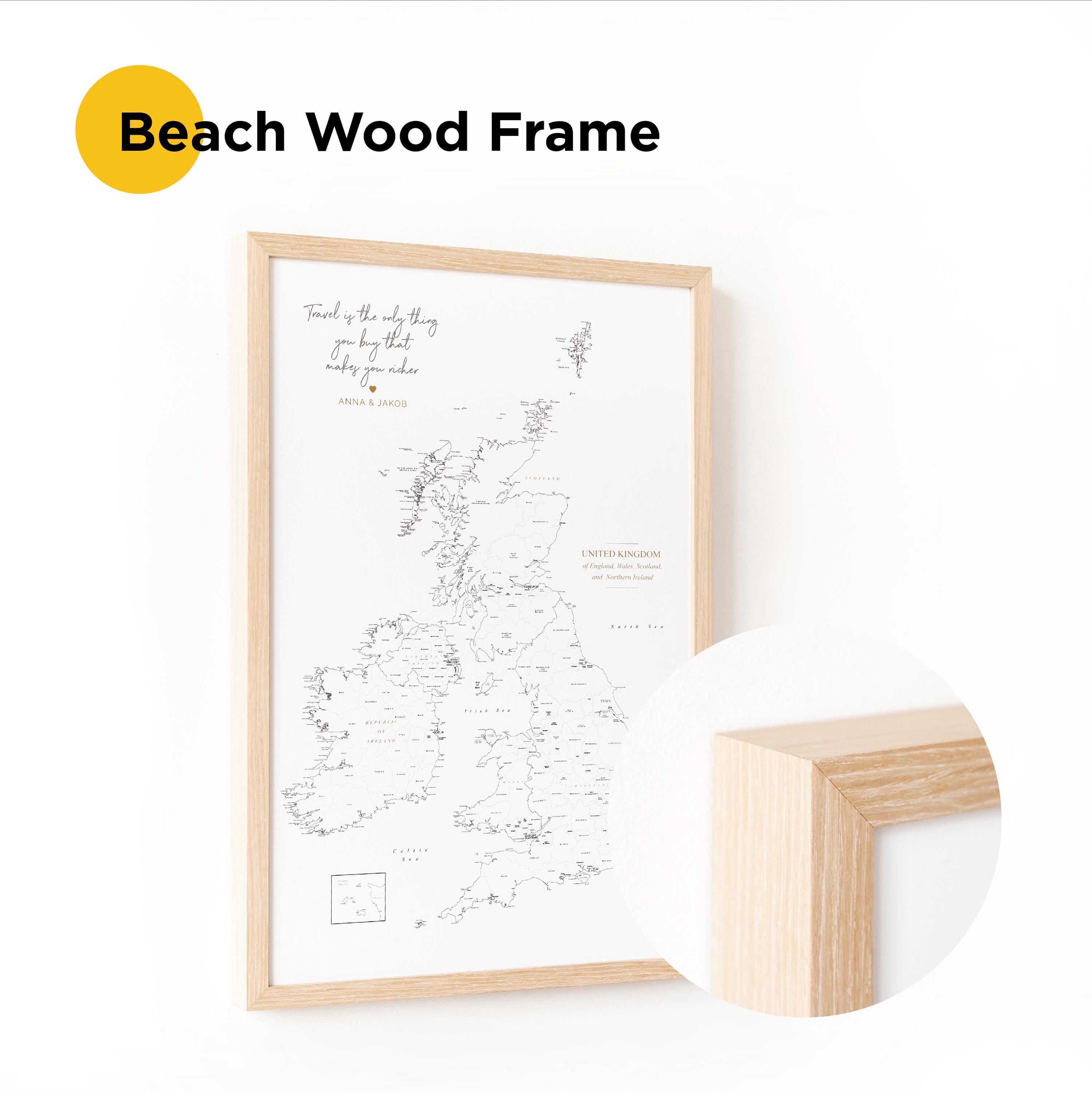 Small Push Pin UK Map, Personalized Travel Tracker to Mark Places ...