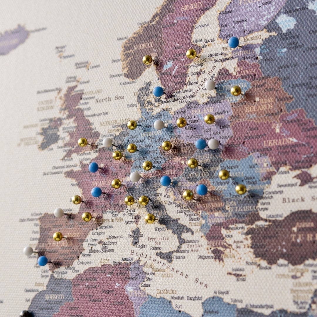 Extra Large Push Pin World Map, Detailed Pinboard to Mark Places ...
