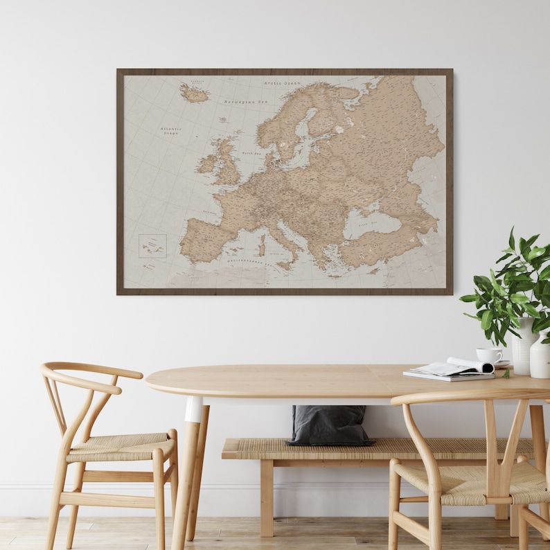 European Vintage Poster Large Europe Map Canvas Wall Art - Etsy