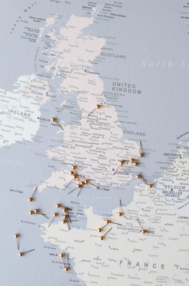 Push Pin Europe Map CANVAS Detailed Europe Pin Board Map | Etsy