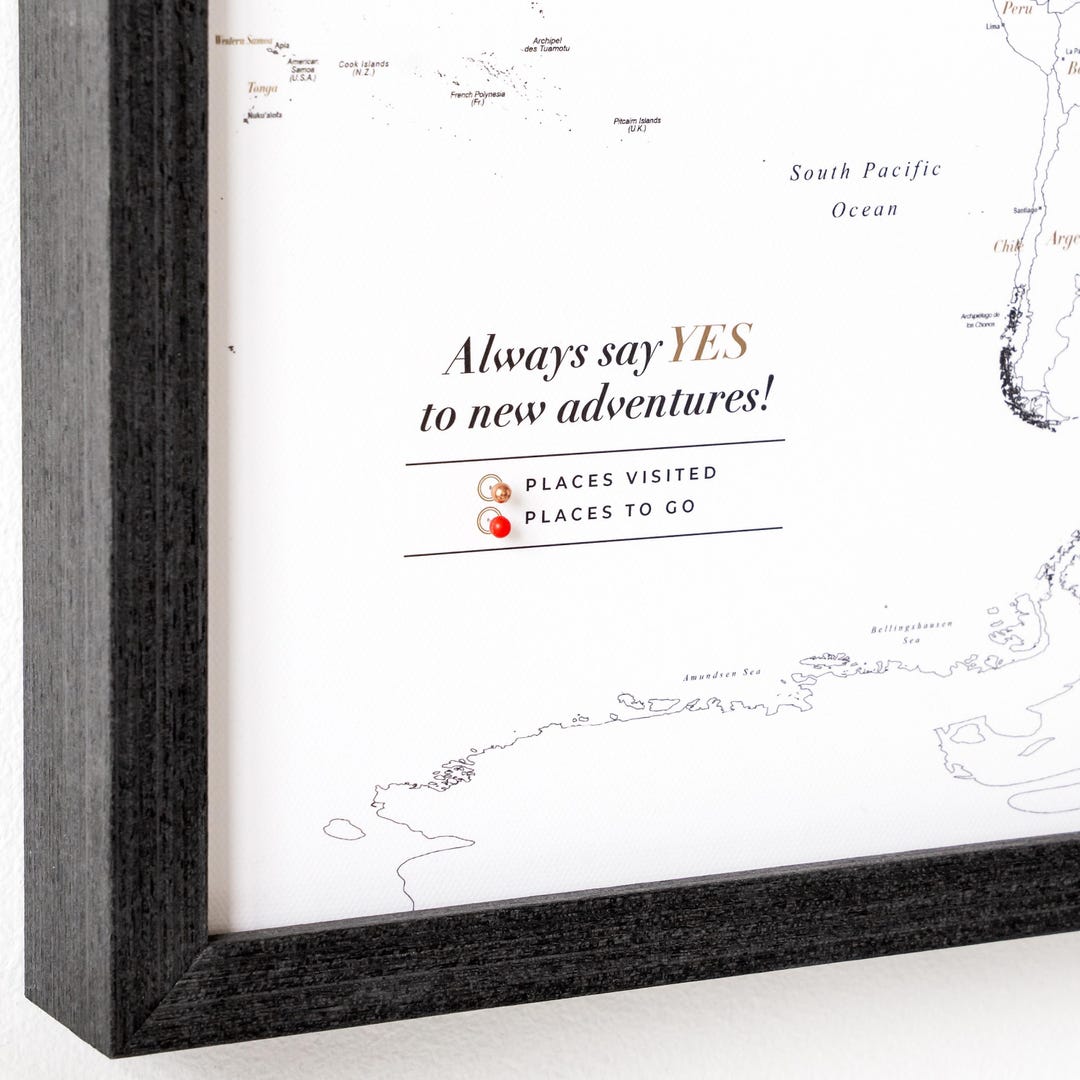 Push Pin Mini World Travel Map Canvas, Framed Small Pin Board to Mark ...